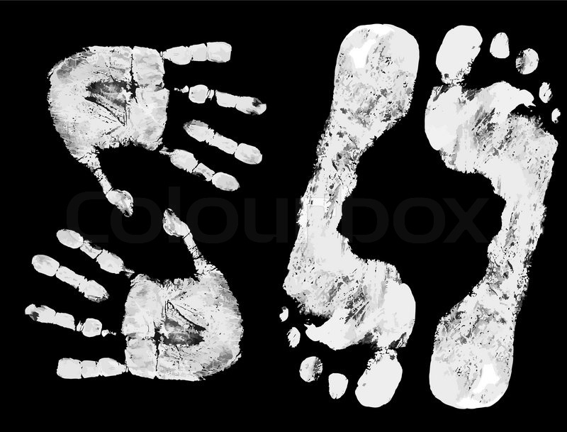 Hands and foots print isolated on ... | Stock vector | Colourbox