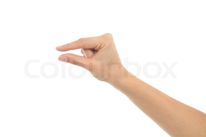 Woman hand in little gesture on a white ... | Stock image | Colourbox