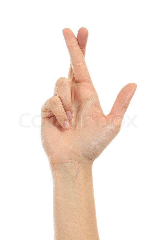 Frau Hand Kreuzung Finger | Stock Bild | Colourbox