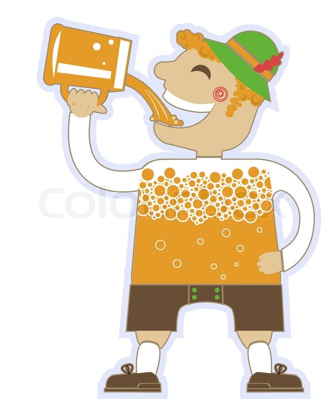 Man drinking a lot of beer.Vector ... | Stock vector | Colourbox