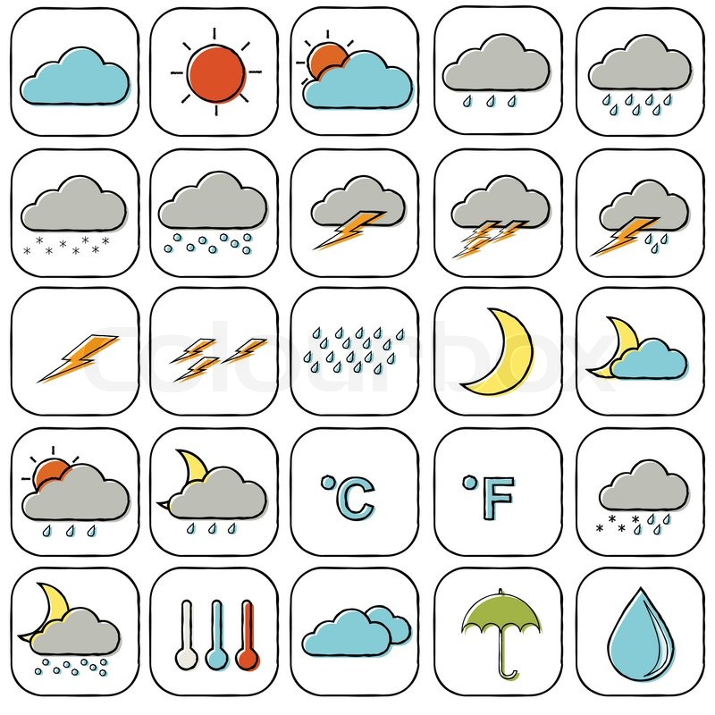 Hand drawn Weather Icons set | Stock vector | Colourbox