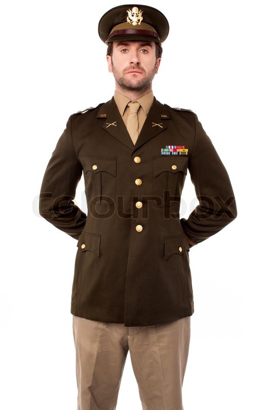 Young military officer posing ... | Stock image | Colourbox
