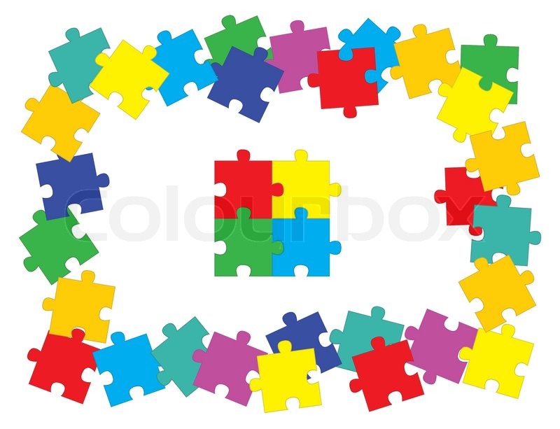 Puzzle -Teile auf weißem | Stock-Vektor | Colourbox