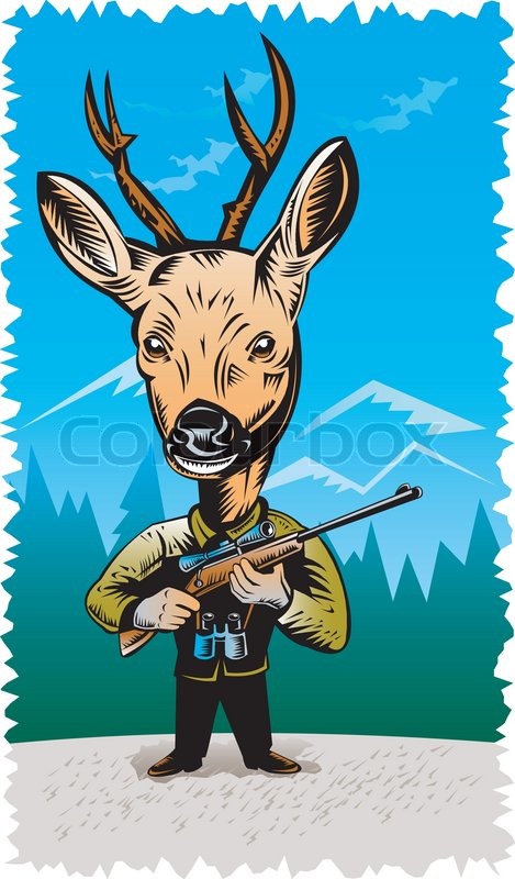 Illustration of a deer with hunting ... | Stock vector | Colourbox