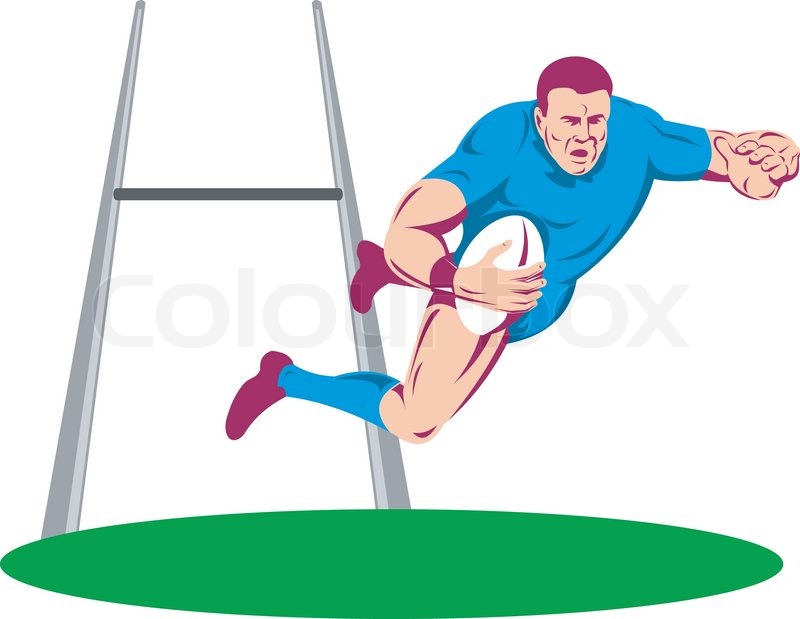 Illustration of a rugby player diving ... | Stock vector | Colourbox