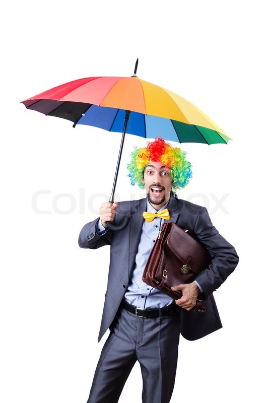Clown businessman isolated on white | Stock image | Colourbox