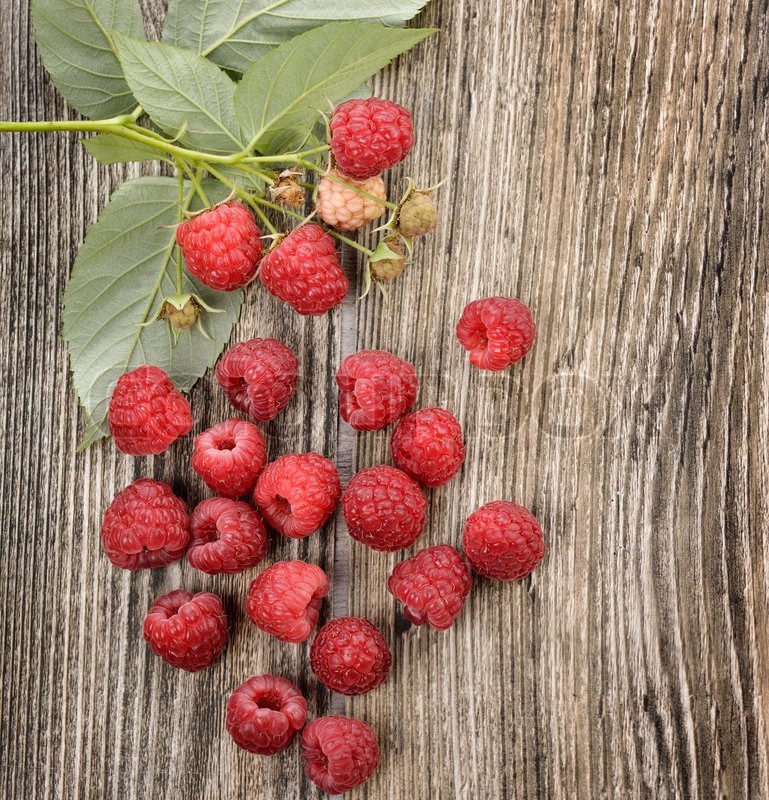 Raspberries With Leaves On The Rusty ... | Stock image | Colourbox