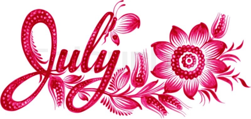 July, name of the month, hand drawn, ... | Stock vector | Colourbox