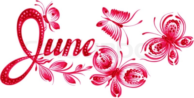 June, name of the month, hand drawn, ... | Stock vector | Colourbox