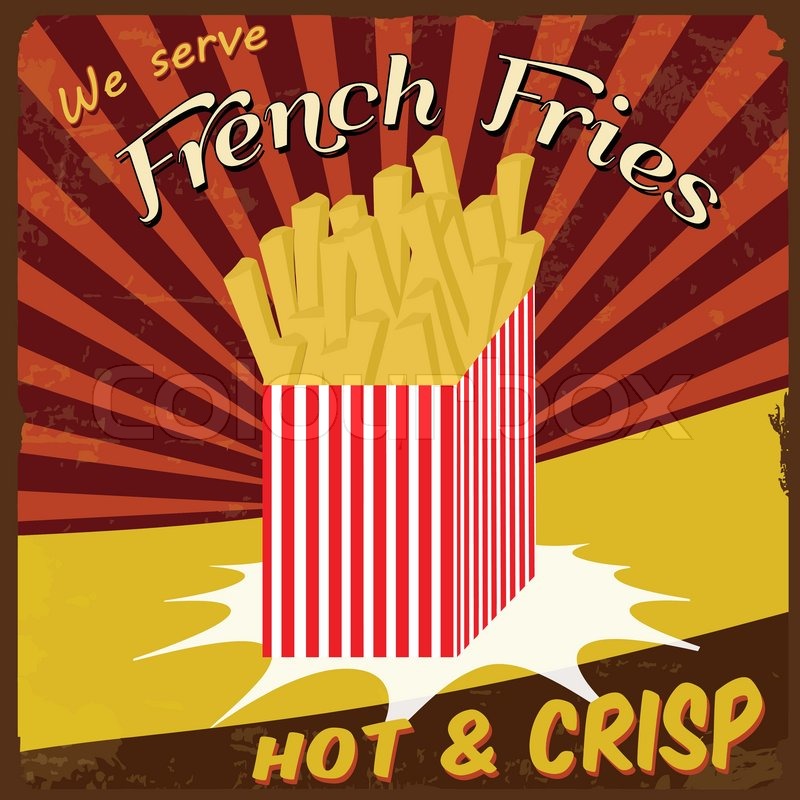 French fries vintage grunge poster, ... | Stock-Vektor | Colourbox