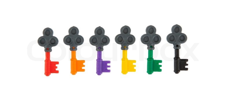 Six small keys, each with a different ... | Stock image | Colourbox