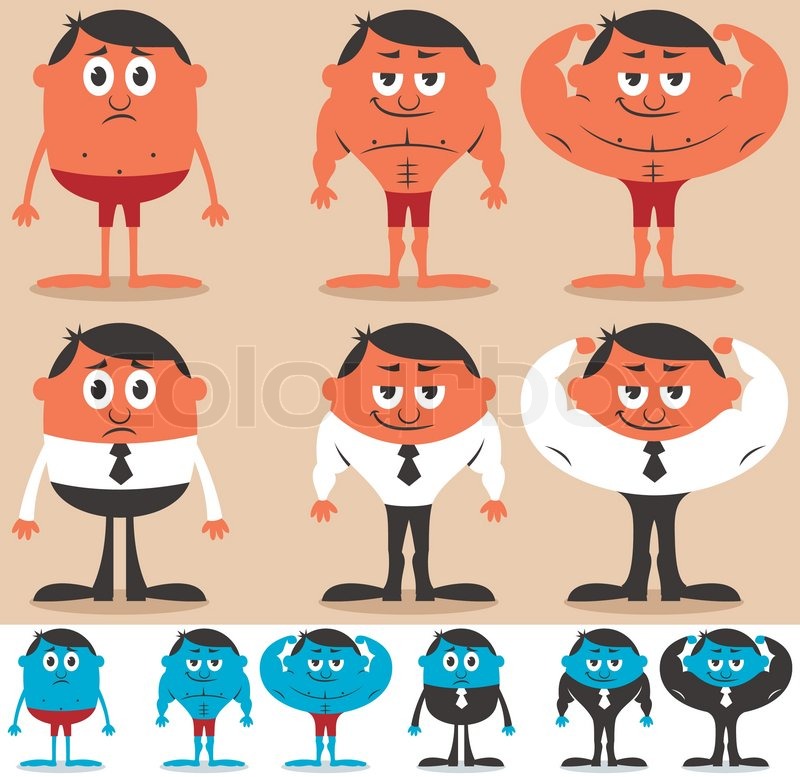 Cartoon character before and after ... | Stock vector | Colourbox