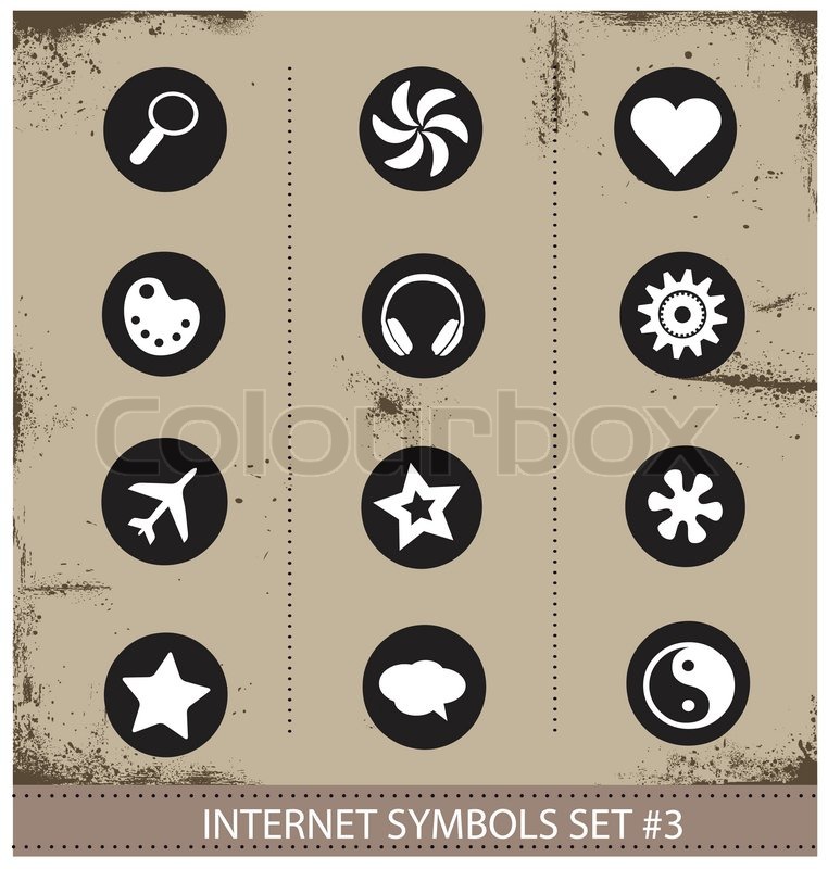 Web internet symbols set grunge style ... | Stock vector | Colourbox