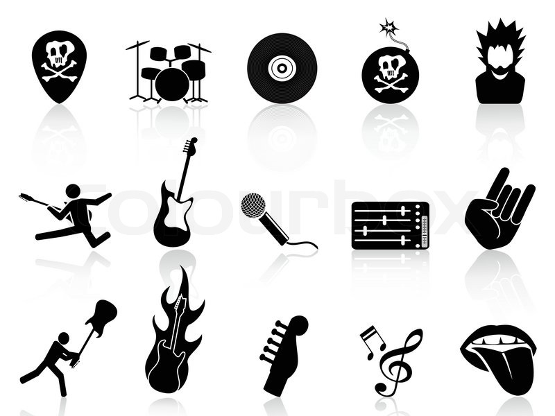Rock and roll music icons | Stock-Vektor | Colourbox