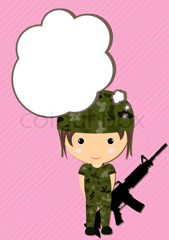 Cartoon Army Soldier Girl