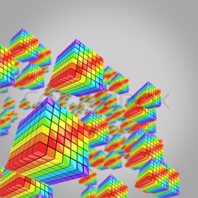 Bright rainbow-colored cubes on the ... | Stock image | Colourbox