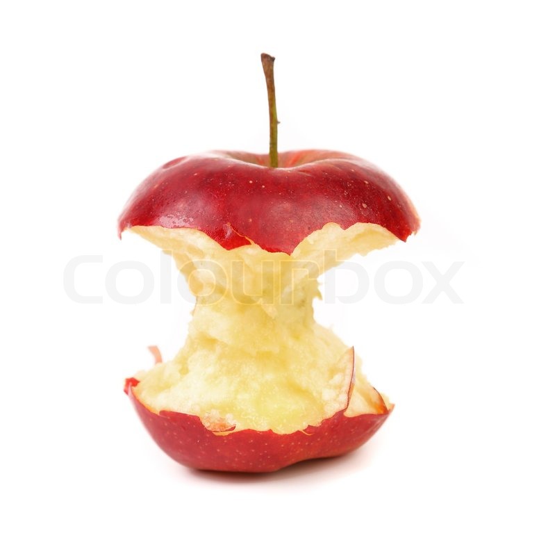 Red Apple Core auf weißem Hintergrund | Stock Bild | Colourbox