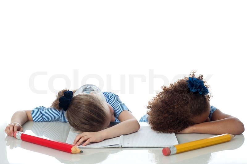 Little girls sleeping in the classroom | Stock image | Colourbox