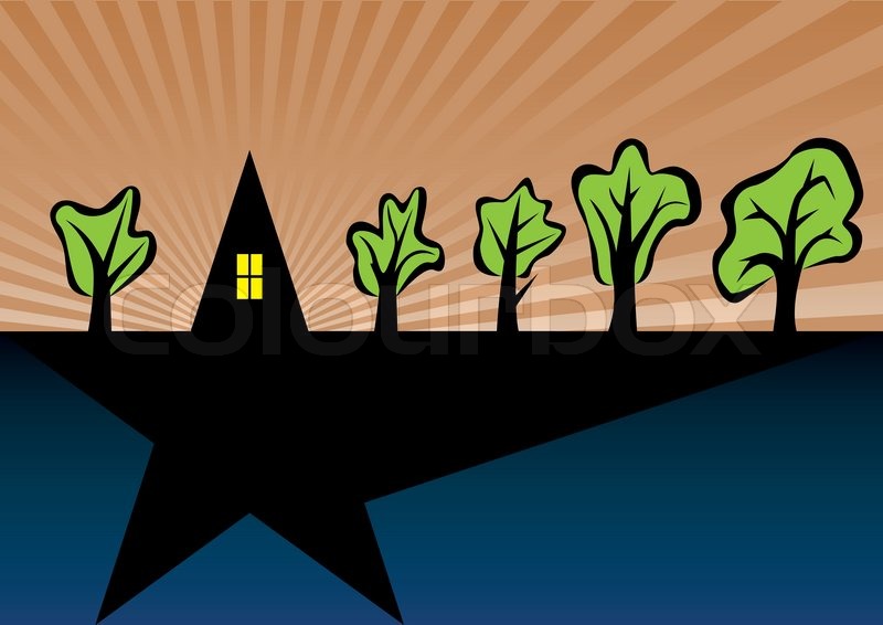 Symbolic Star shape home with trees | Stock vector | Colourbox