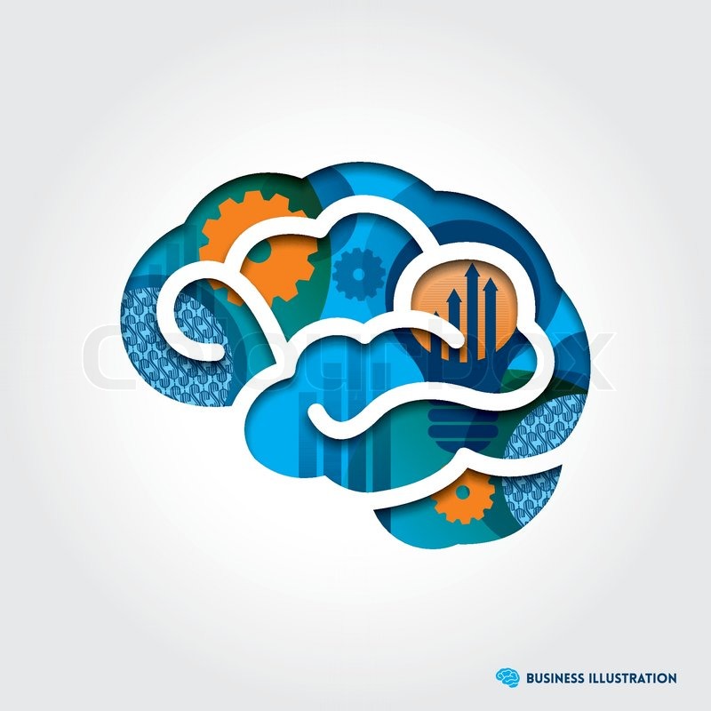 Minimal style Brain Illustration with ... | Stock vector | Colourbox