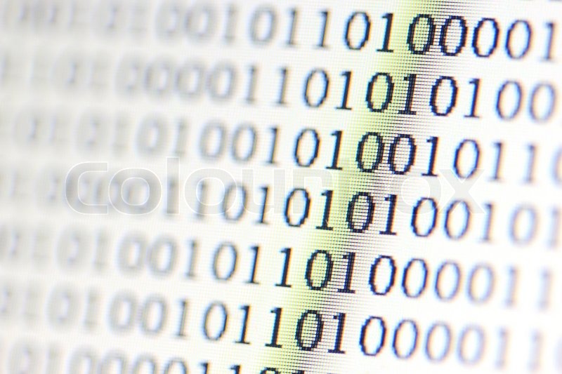 0,1, binary code on LED computer ... | Stock image | Colourbox