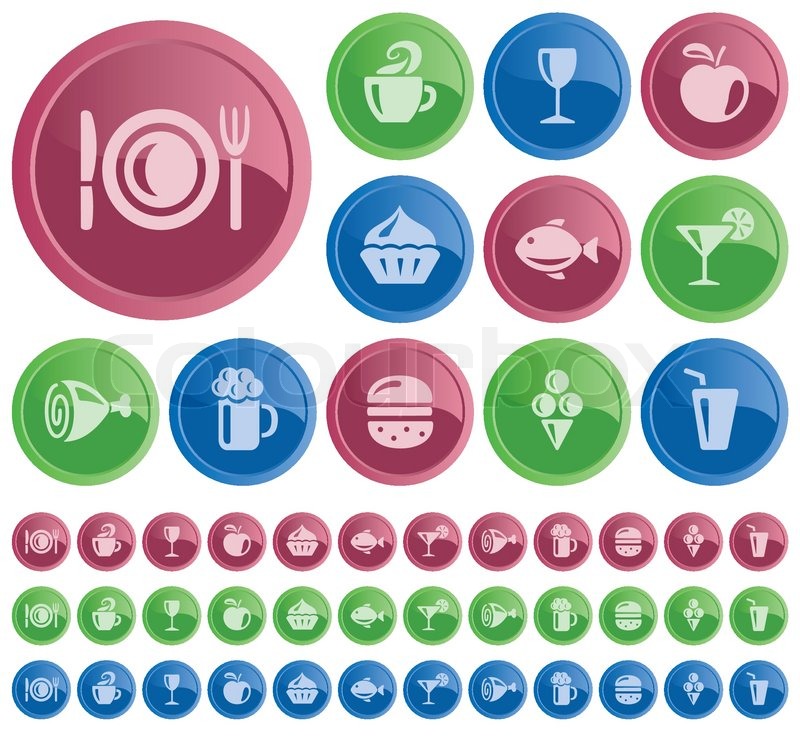 Food and drink button set | Stock vector | Colourbox