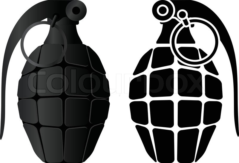 Grenade and grenade stencil | Stock vector | Colourbox