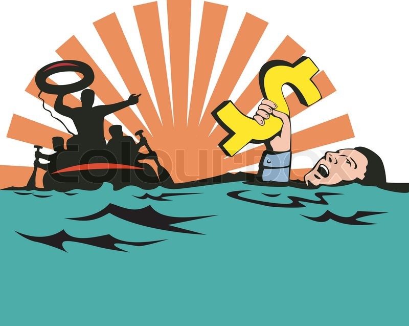 Illustration of man sinking with ... | Stock vector | Colourbox