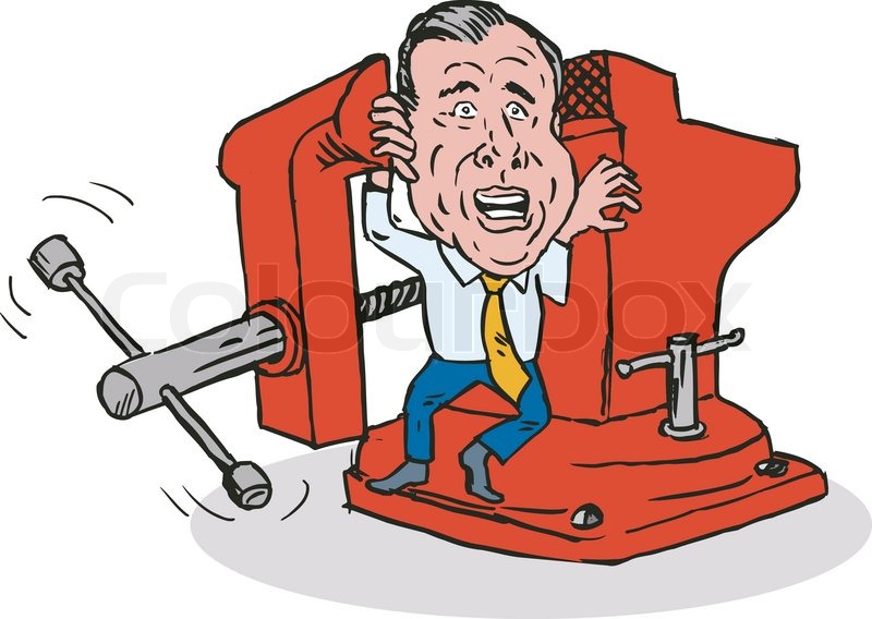 Illustration of man squeezed on ... | Stock vector | Colourbox