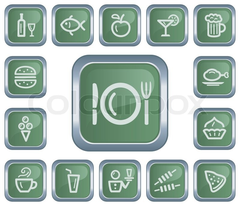 Food and drink button set | Stock vector | Colourbox