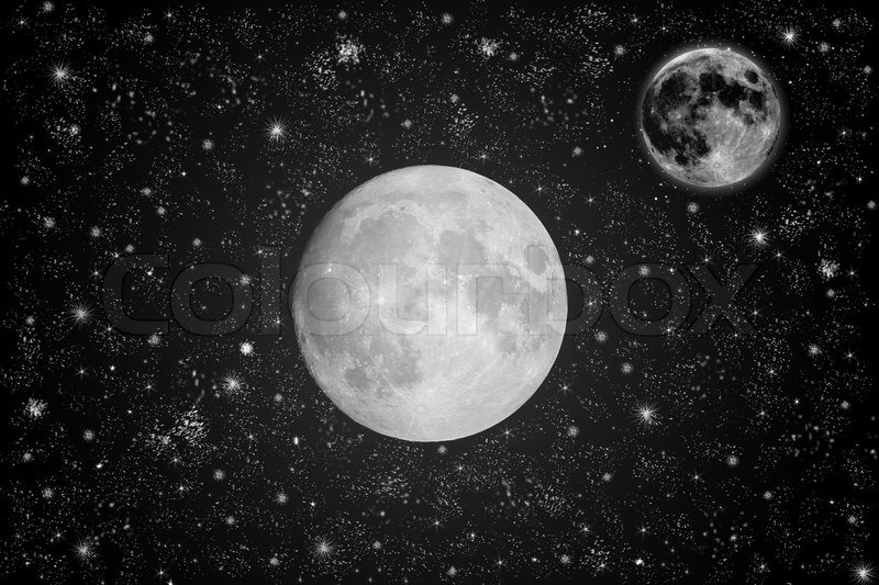 Sky with full moon and stars. | Stock image | Colourbox