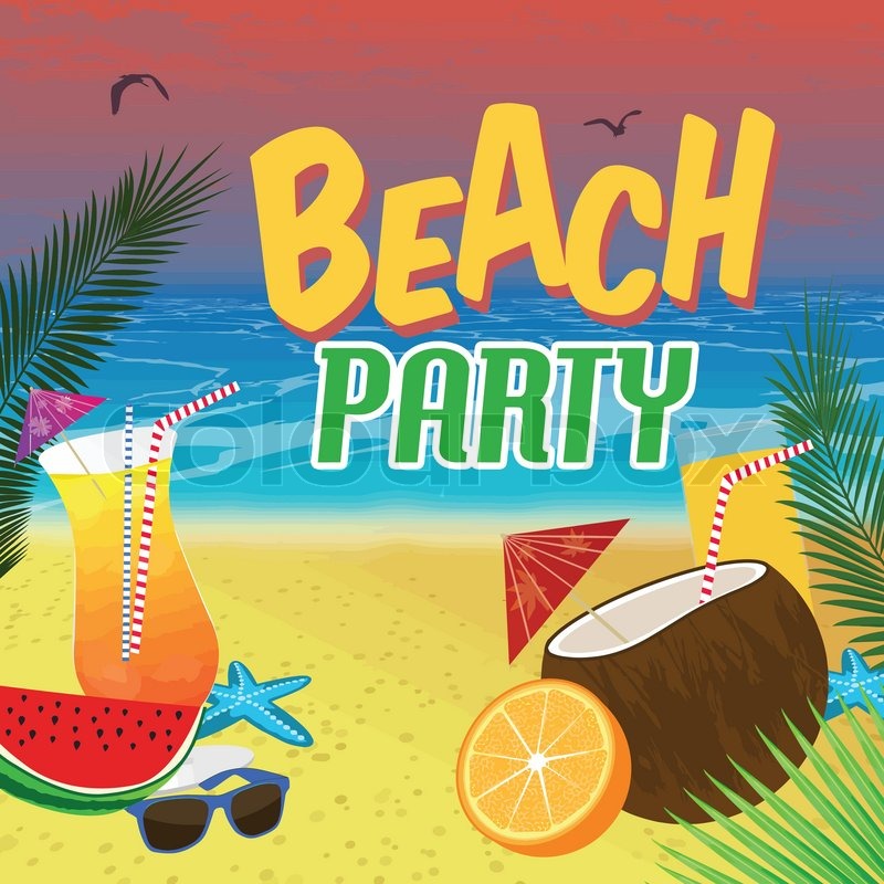 Beach Party poster background with ... | Stock vector | Colourbox