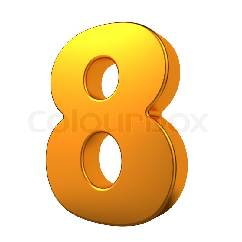 Gold 3D Digit 8 Isolated on White ... | Stock image | Colourbox