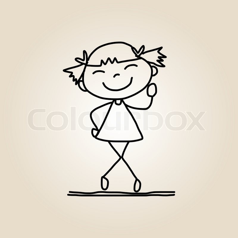 Hand drawing cartoon happy kids ... | Stock vector | Colourbox