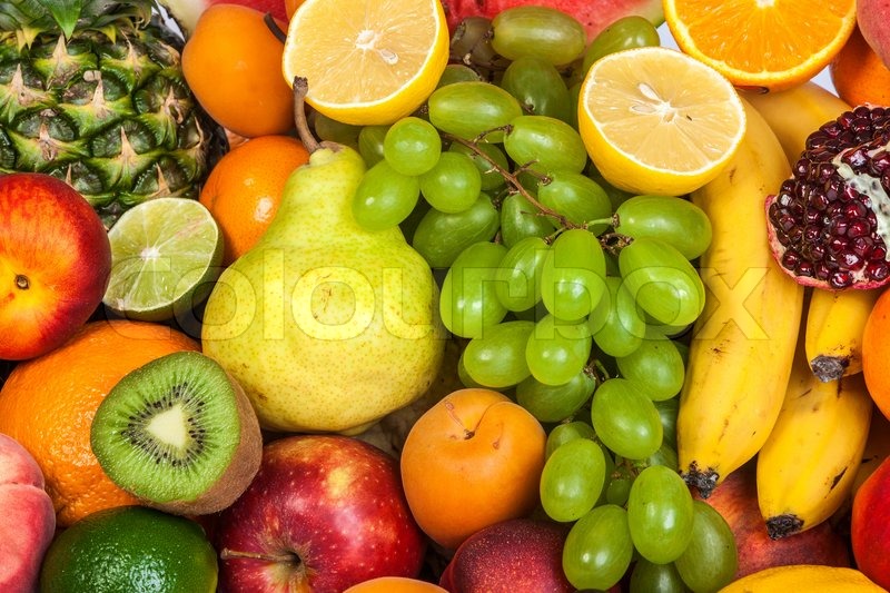 Huge group of fresh fruits isolated on ... | Stock image | Colourbox