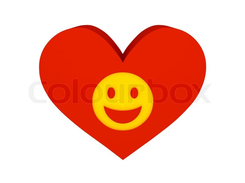 Big red heart with laughing face ... | Stock image | Colourbox