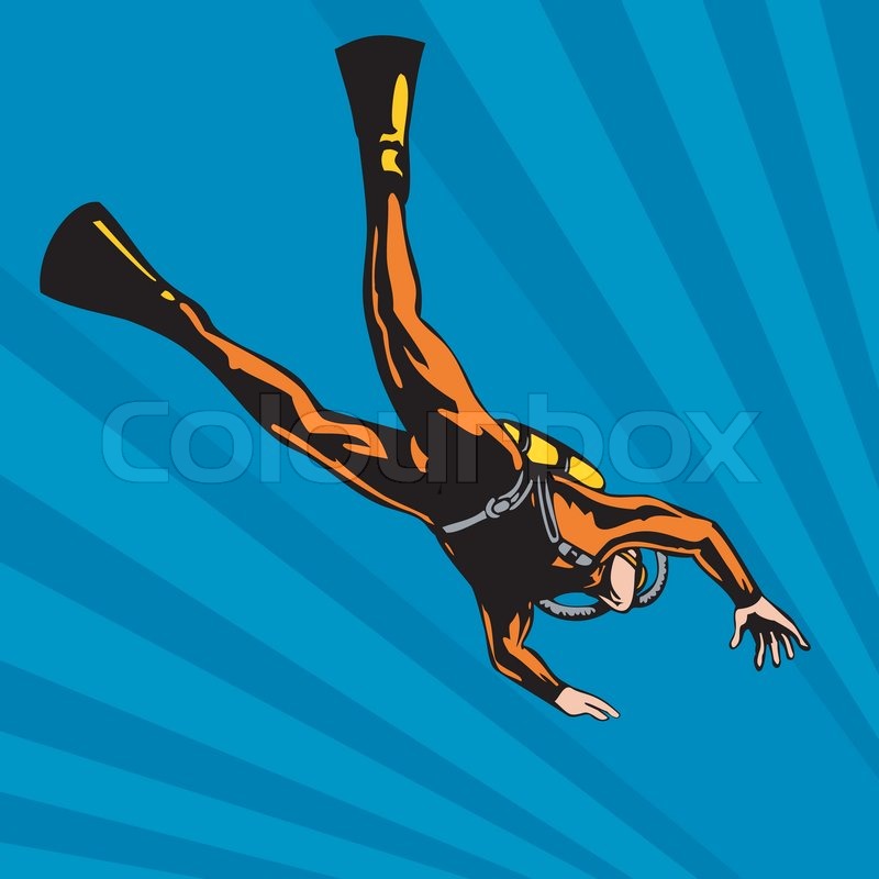 Illustration of a scuba diver diving ... | Stock vector | Colourbox