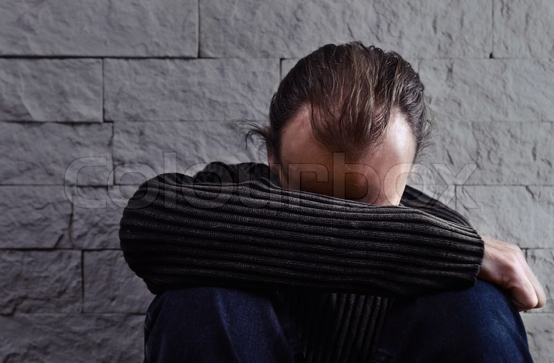 The thoughtful man anxious by problems. | Stock image | Colourbox