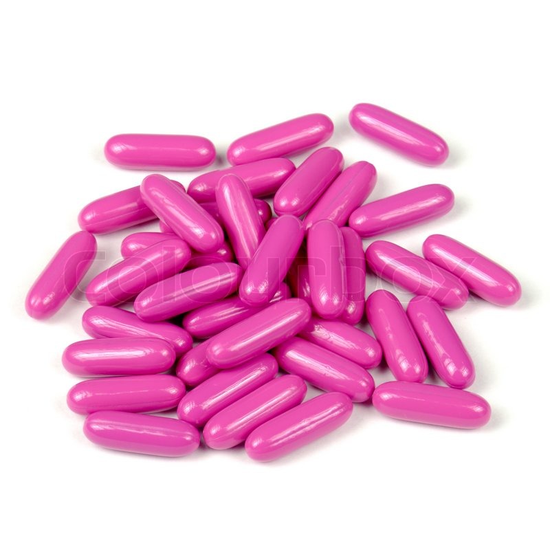 Pink Pills Capsules Isolated on White ... | Stock image | Colourbox