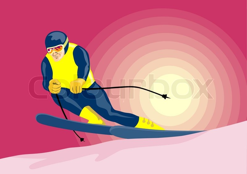 Illustration of person slalom skiing ... | Stock image | Colourbox