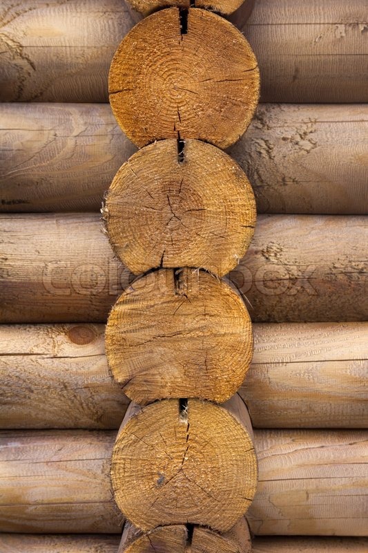 Logs in the wall of a log house | Stock image | Colourbox