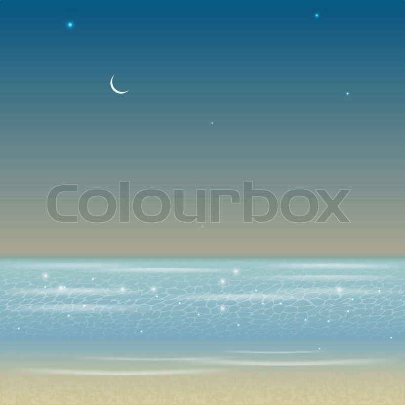 Illustration of night sea landscape | Stock vector | Colourbox