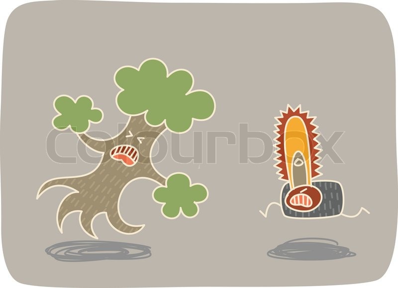 Tree running from chainsaw | Stock vector | Colourbox