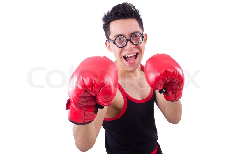 Funny boxer isolated on the white ... | Stock image | Colourbox