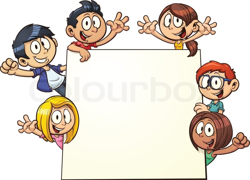 Cartoon kids holding a sign. Vector ... | Stock Vector | Colourbox