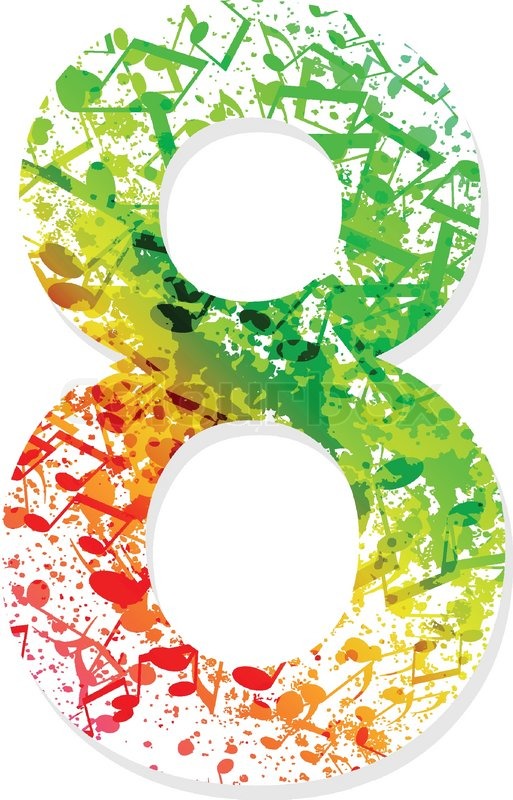 Music theme grungy font. Number 8 | Stock vector | Colourbox