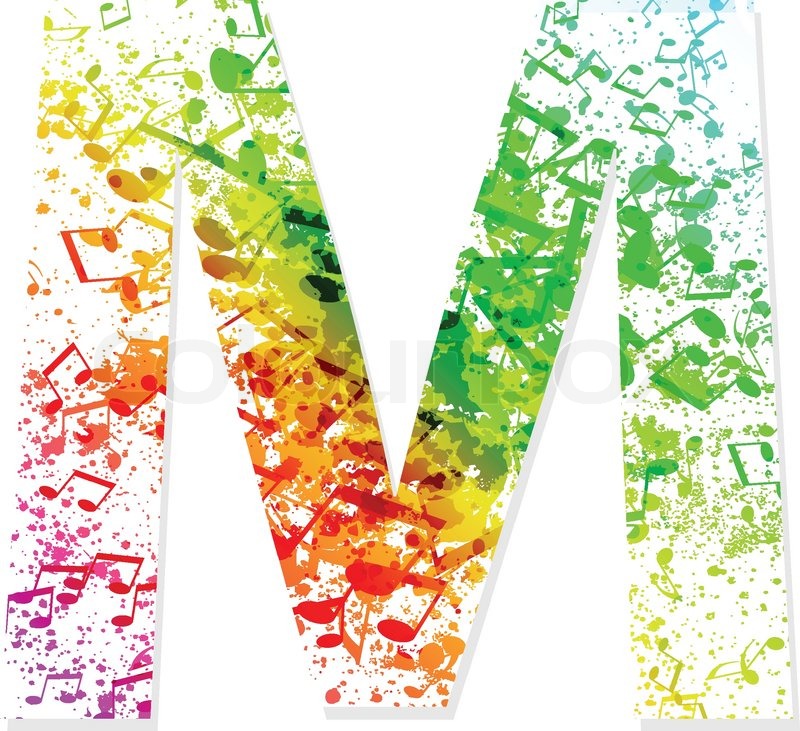 Music theme grungy font. Letter M | Stock vector | Colourbox