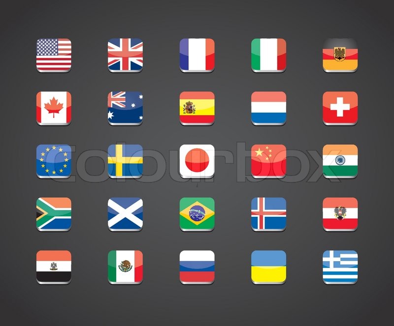 Most popular countries flags vector ... | Stock vector | Colourbox