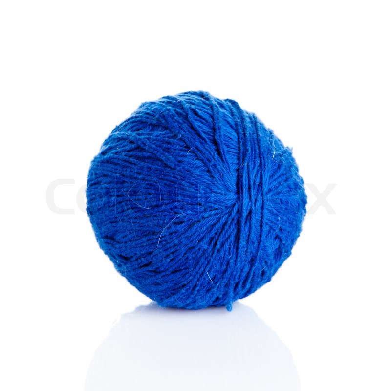 Blue Ball of knitting yarn on a white ... | Stock image | Colourbox