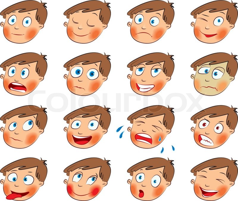Emotions. Cartoon facial expressions ... | Stock vector | Colourbox
